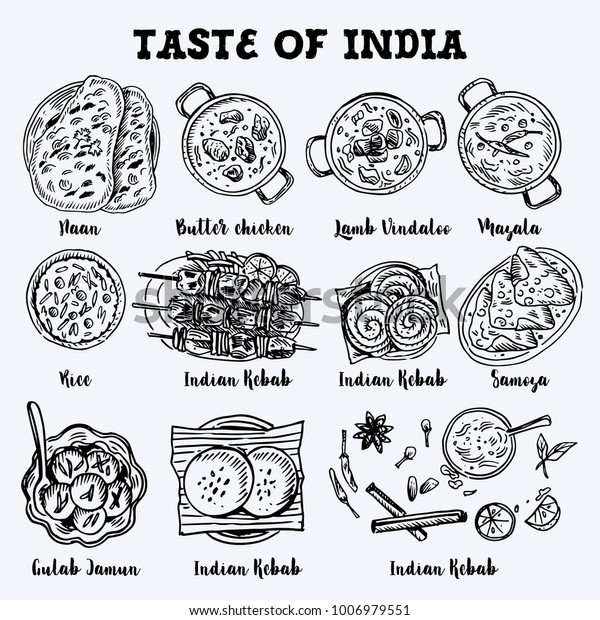 Indian Food Flyer Design Linear Graphic Stock Vector (Royalty Free ...