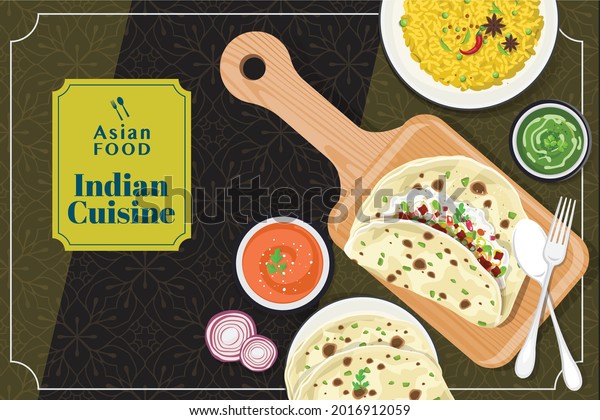 Indian Food Kulcha Kulcha Indian Bread Stock Vector (Royalty Free ...