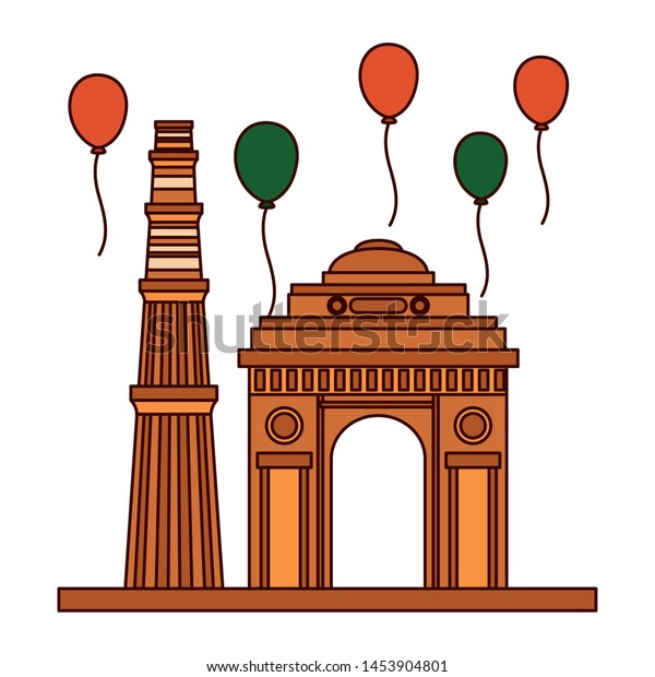 Indian Gateway Balloons Helium Floating Independence Stock Vector ...