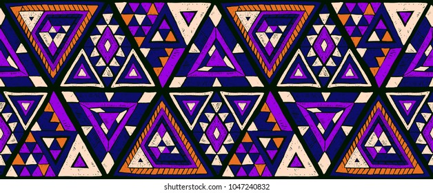 Indian Geometric Folklore Ornament Triangle Tribal Stock Vector ...