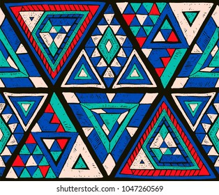 Indian Geometric Folklore Ornament Triangle Tribal Stock Vector ...