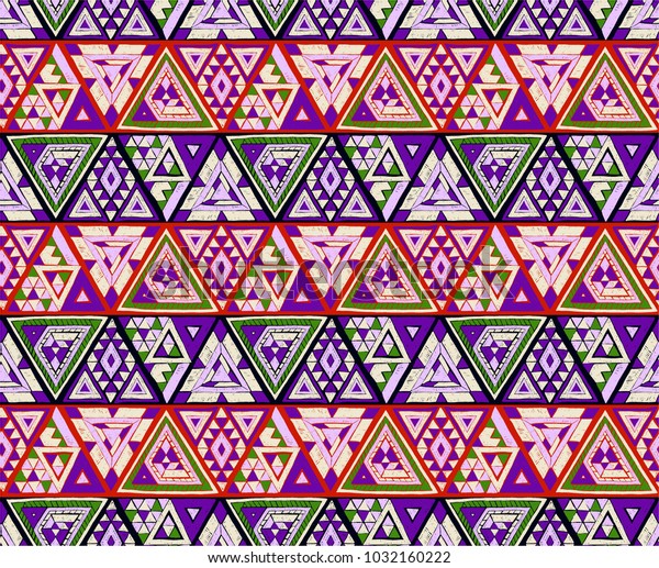 Indian Geometric Folklore Ornament Triangle Tribal Stock Vector ...