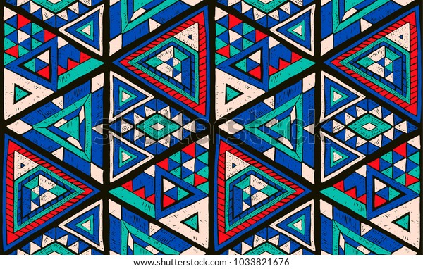 Indian Geometric Folklore Ornament Triangle Tribal Stock Vector ...