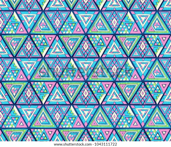 Indian Geometric Folklore Ornament Triangle Tribal Stock Vector ...