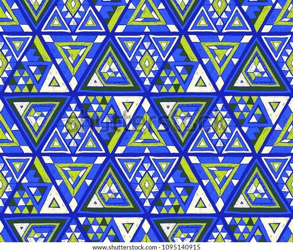 Indian Geometric Folklore Ornament Triangle Tribal Stock Vector ...