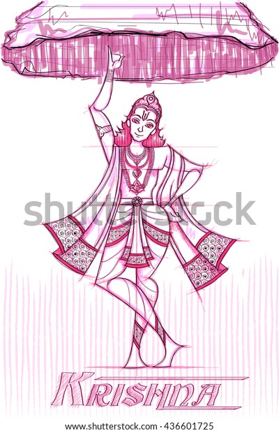 Indian God Krishna Sketchy Look Vector Stock Vector (Royalty Free ...