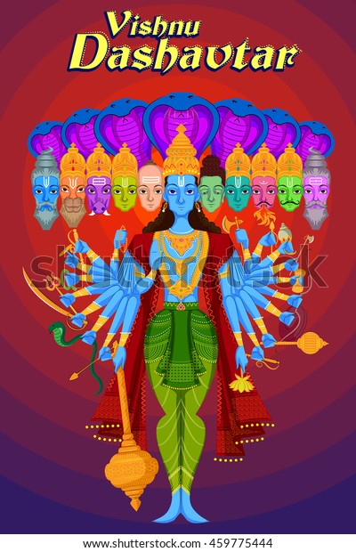 Indian God Vishnu Dashavatar Ten Head 库存矢量图（免版税）459775444 | Shutterstock