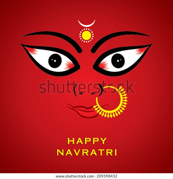 Indian Godess Durga Devi Face Background Stock Vector (Royalty Free ...