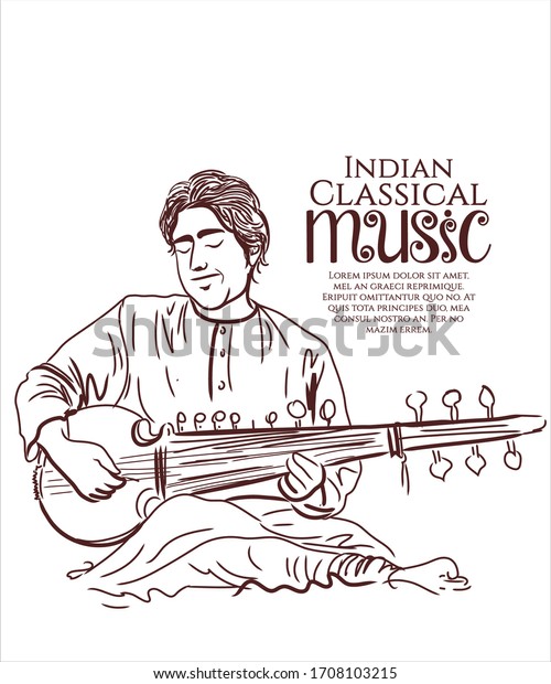 Indian Hindustani Classical Music Instruments Vector Stock Vector ...
