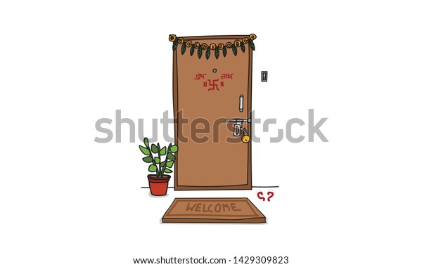Indian Home Door Vector Hand Drawn Stock Vector (Royalty Free ...