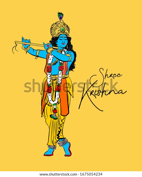 Indian Lord Krishna Vector Illustration Creative Stock Vector (Royalty ...