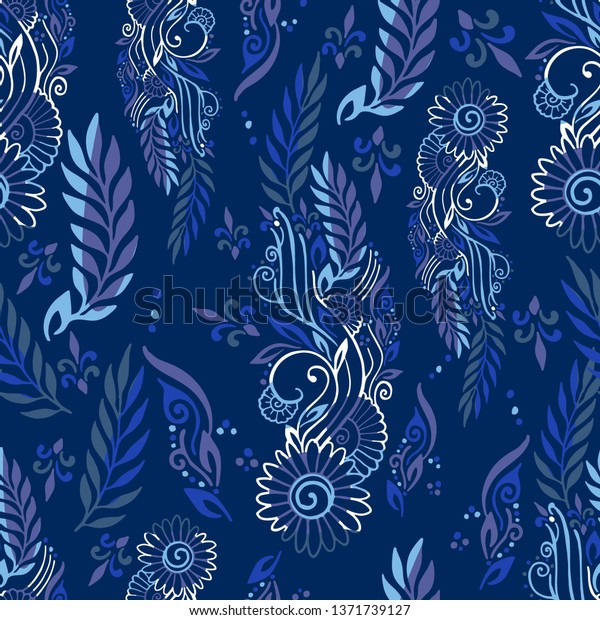 Indian Lotus Flower Vector Seamless Pattern Stock Vector (Royalty Free ...