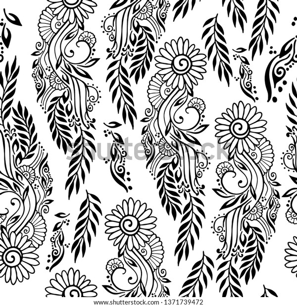 Indian Lotus Flower Vector Seamless Pattern Stock Vector (Royalty Free ...