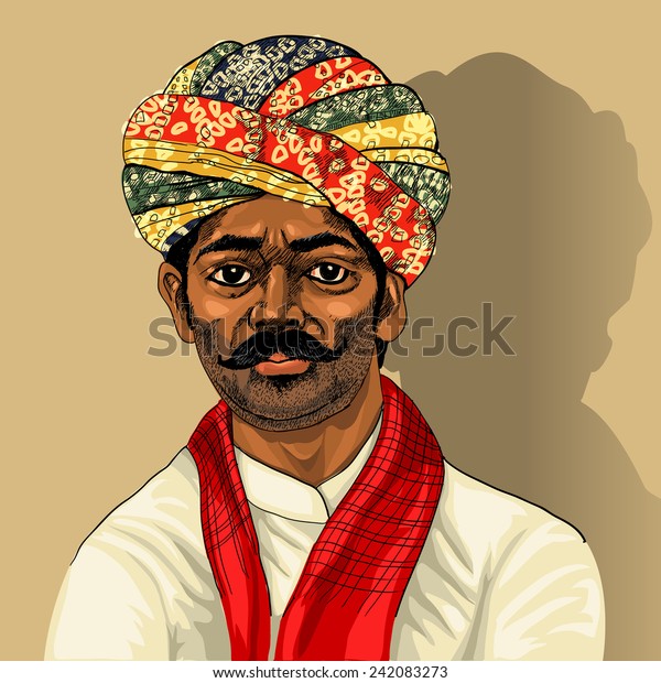 Indian Man Colorful Background Your Design Stock Vector (Royalty Free ...
