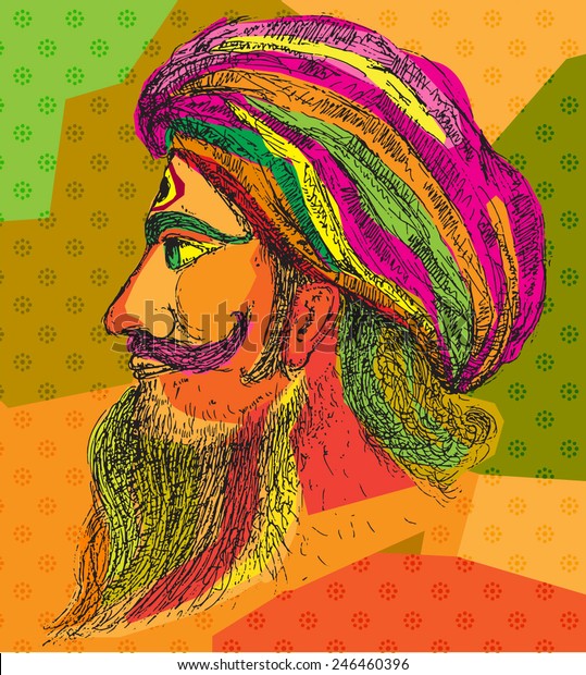 Indian Man Colour Stock Vector (Royalty Free) 246460396 | Shutterstock