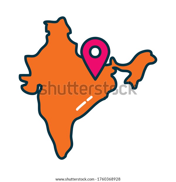 Indian Map Gps Mark Line Fill Stock Vector (Royalty Free) 1760368928 ...