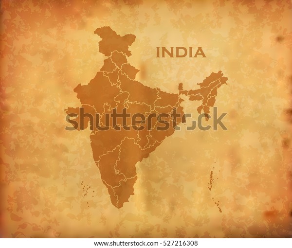 Indian Map On Vintage Grunge Background Stock Vector (Royalty Free ...