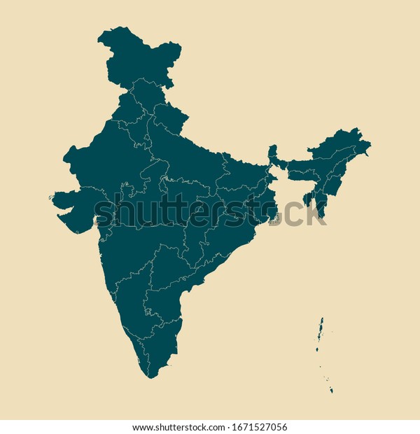 Indian Map States Vector Illustrationdutch White Stock Vector (Royalty ...