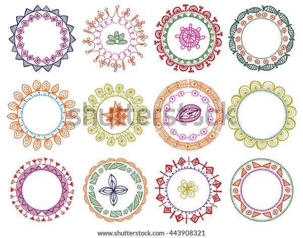 Indian Mehndi Pattern Circle Wreaths Framesvector Stock Vector (Royalty ...