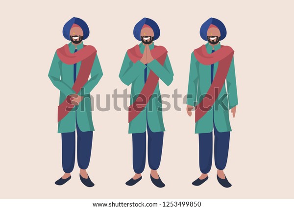 Indian Men Standing Different Poses National Stock Vector (Royalty Free ...