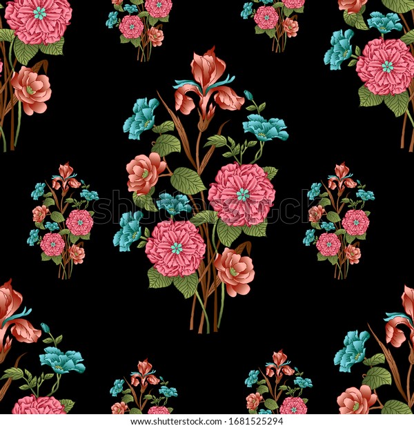 Indian Mughal Flower Pattern Design Stock Vector (Royalty Free ...