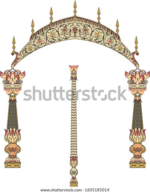 Indian Mughal Pillar Vector Art 스톡 벡터(로열티 프리) 1605185014 | Shutterstock