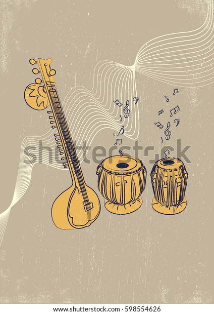 Indian Musical Instruments Vector Illustration Stock Vector (Royalty ...