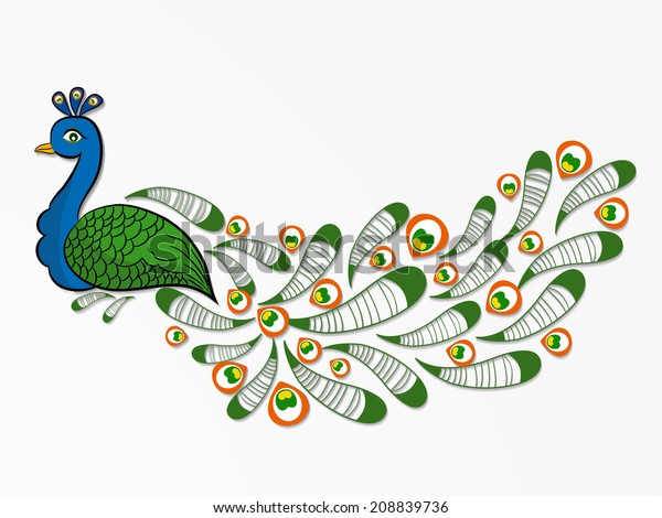 Indian National Bird Peacock National Flag Stock Vector (Royalty Free ...