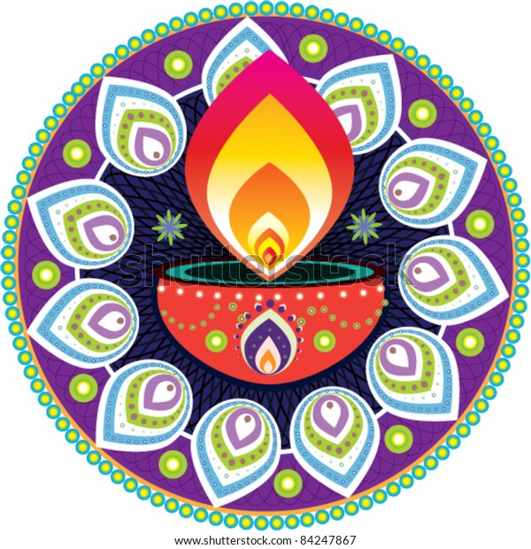Indian Oil Lamp Stock Vector (Royalty Free) 84247867 | Shutterstock