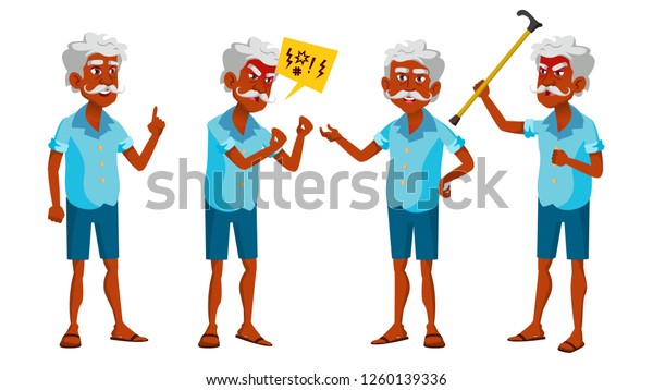 Indian Old Man Poses Set Vector Stock Vector (Royalty Free) 1260139336 Indian Old Man Poses Set Vector Stock Vector (Royalty Free) 1260139336