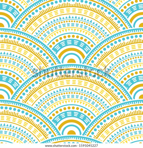Indian Overlapping Circles Fabric Print Vector Stock Vector (Royalty ...