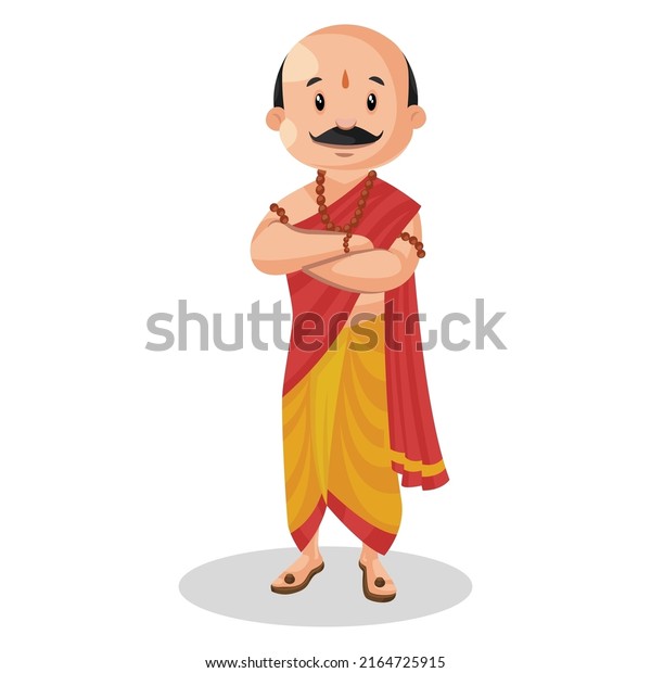 Indian Pandit Standing Smiling Face Vector: เวกเตอร์สต็อก (ปลอดค่า ...
