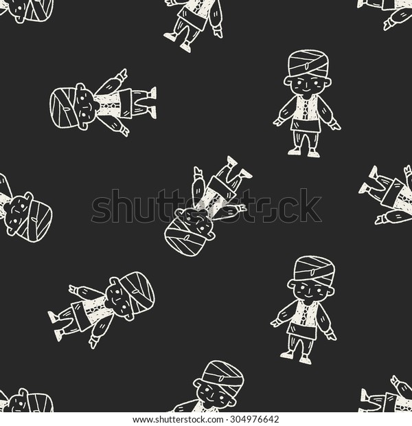 Indian People Doodle Seamless Pattern Background Stock Vector (Royalty ...