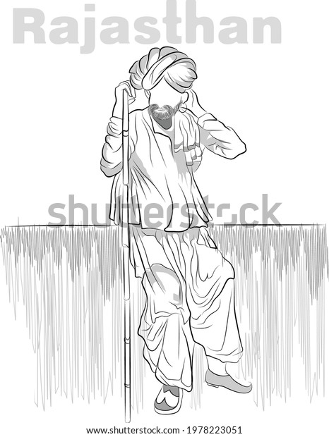 Indian Poor Man Sitting On Table Stock Vector (Royalty Free) 1978223051 ...