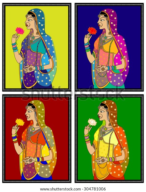Indian Queen Princess Portrait Inspired By Stock Vector (Royalty Free ...