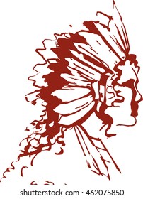 Native American Indian Chief Red Black Stock Vector (Royalty Free ...