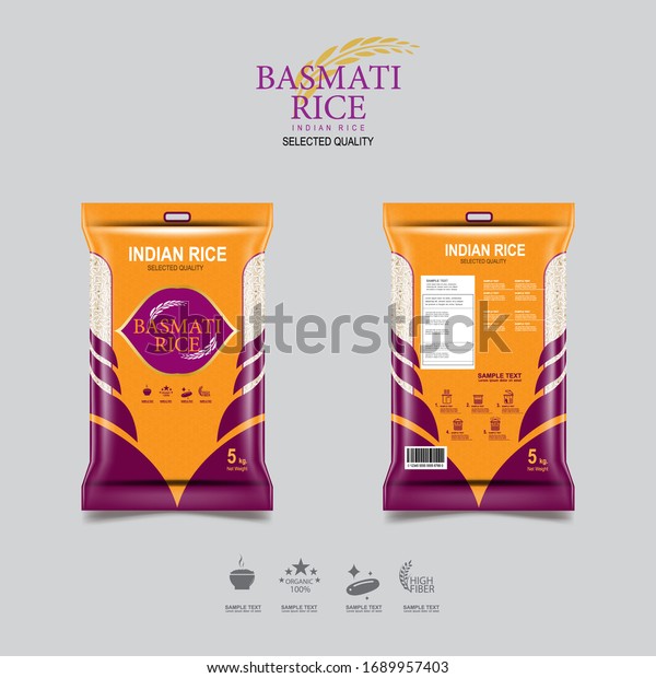 Indian Rice Packaging Basmati Rice Products Stock Vector (Royalty Free ...