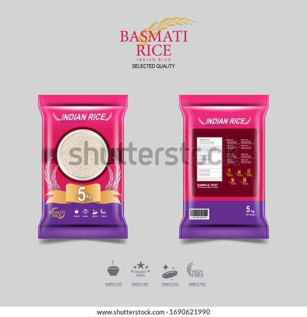 Indian Rice Packaging Basmati Rice Products Stock Vector (Royalty Free ...