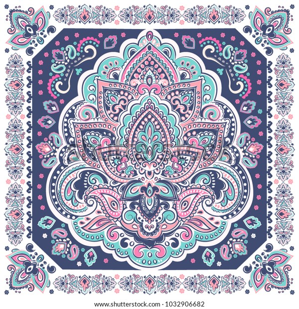 Indian Rug Paisley Lotus Pattern Ethnic Stock Vector (Royalty Free ...
