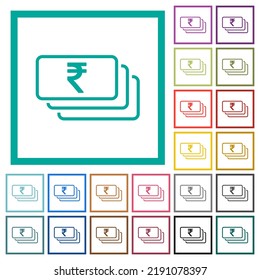 Indian Rupee Banknotes Outline Flat Color Stock Vector (Royalty Free ...