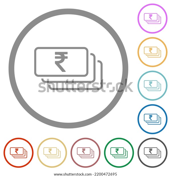 Indian Rupee Banknotes Outline Flat Color Stock Vector (Royalty Free ...