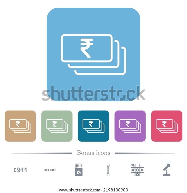 Indian Rupee Banknotes Outline White Flat Stock Vector (Royalty Free ...