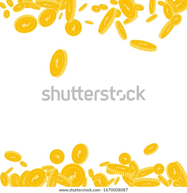 Indian Rupee Coins Falling Scattered Floating Stock Vector (Royalty ...
