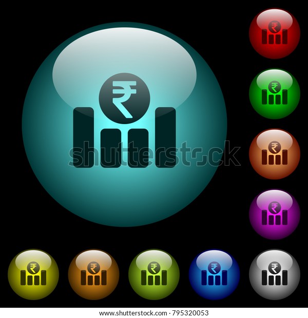 Indian Rupee Financial Graph Icons Color Stock Vector (Royalty Free ...