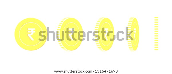 Indian Rupee Rotating Coins Set Animation: vector de stock (libre de ...