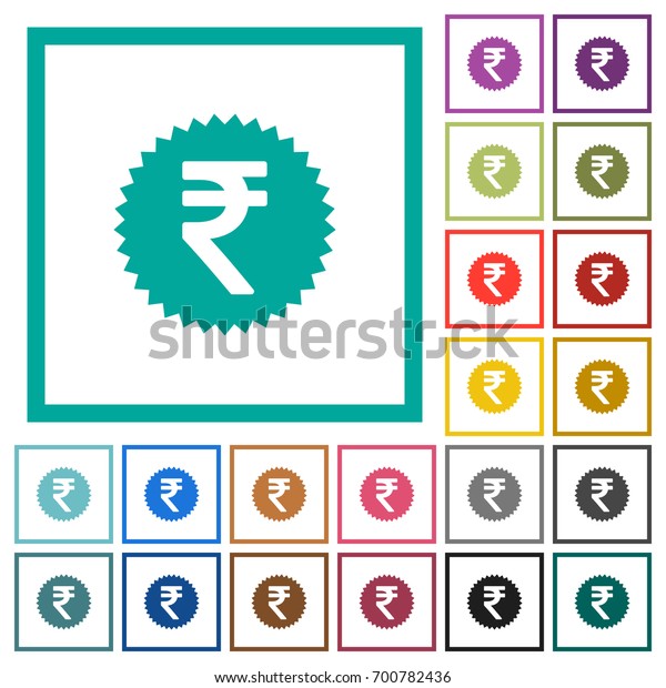 Indian Rupee Sticker Flat Color Icons Stock Vector (Royalty Free ...