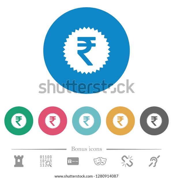 Indian Rupee Sticker Flat White Icons Stock Vector (Royalty Free ...