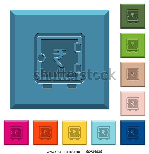 Indian Rupee Strong Box Engraved Icons Stock Vector (Royalty Free ...