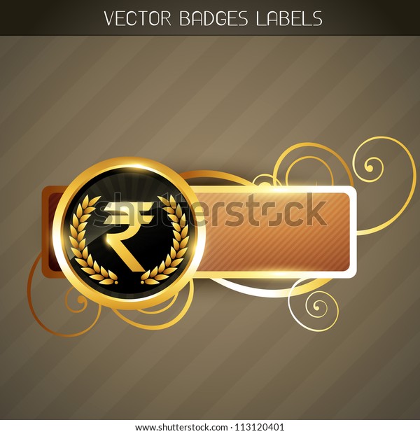 Indian Rupee Symbol Vector Golden Label Stock Vector (Royalty Free ...