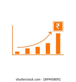 Indian Rupees Growth Graph Icon Label Stock Vector (Royalty Free ...